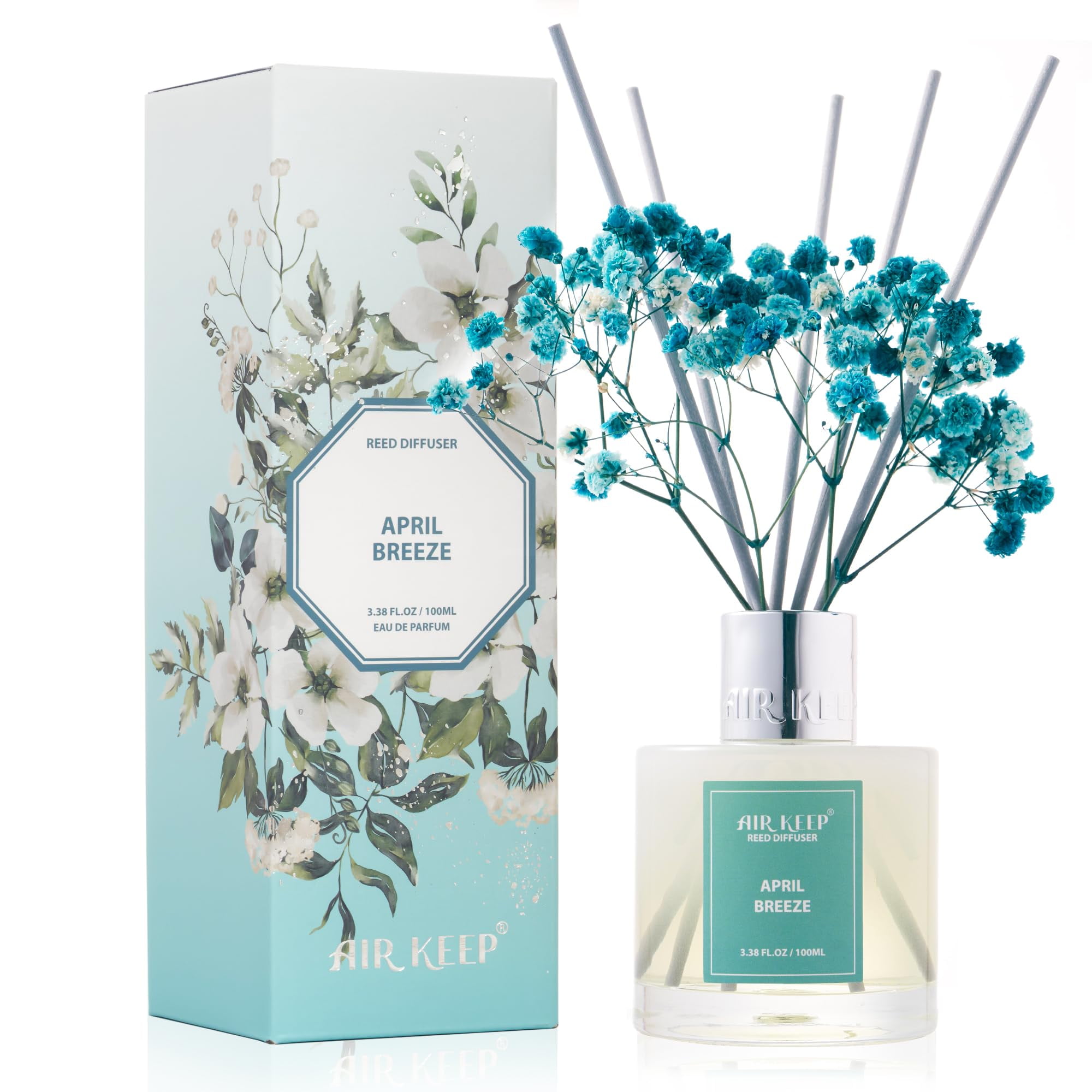 Airkeep Reed Diffuser Set,3.38 fl oz (100 ml) - April Breeze Lemon Musk ...