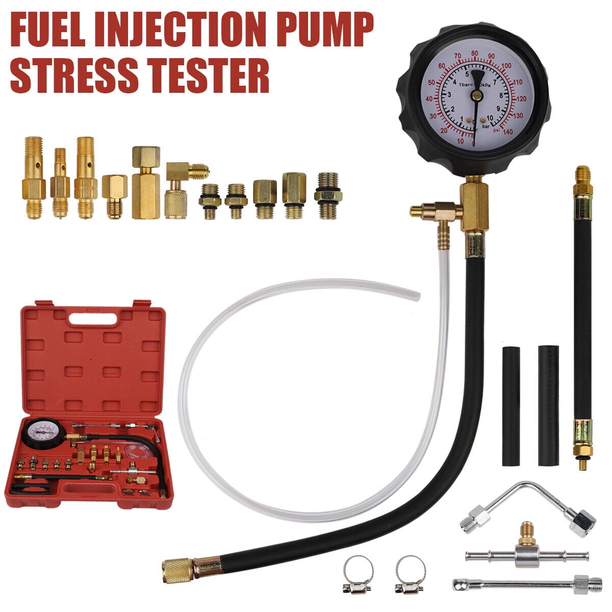 Airkoul Automotive Fuel Pressure Tester Kit, Oil Gas Pump Gauge for Car ...