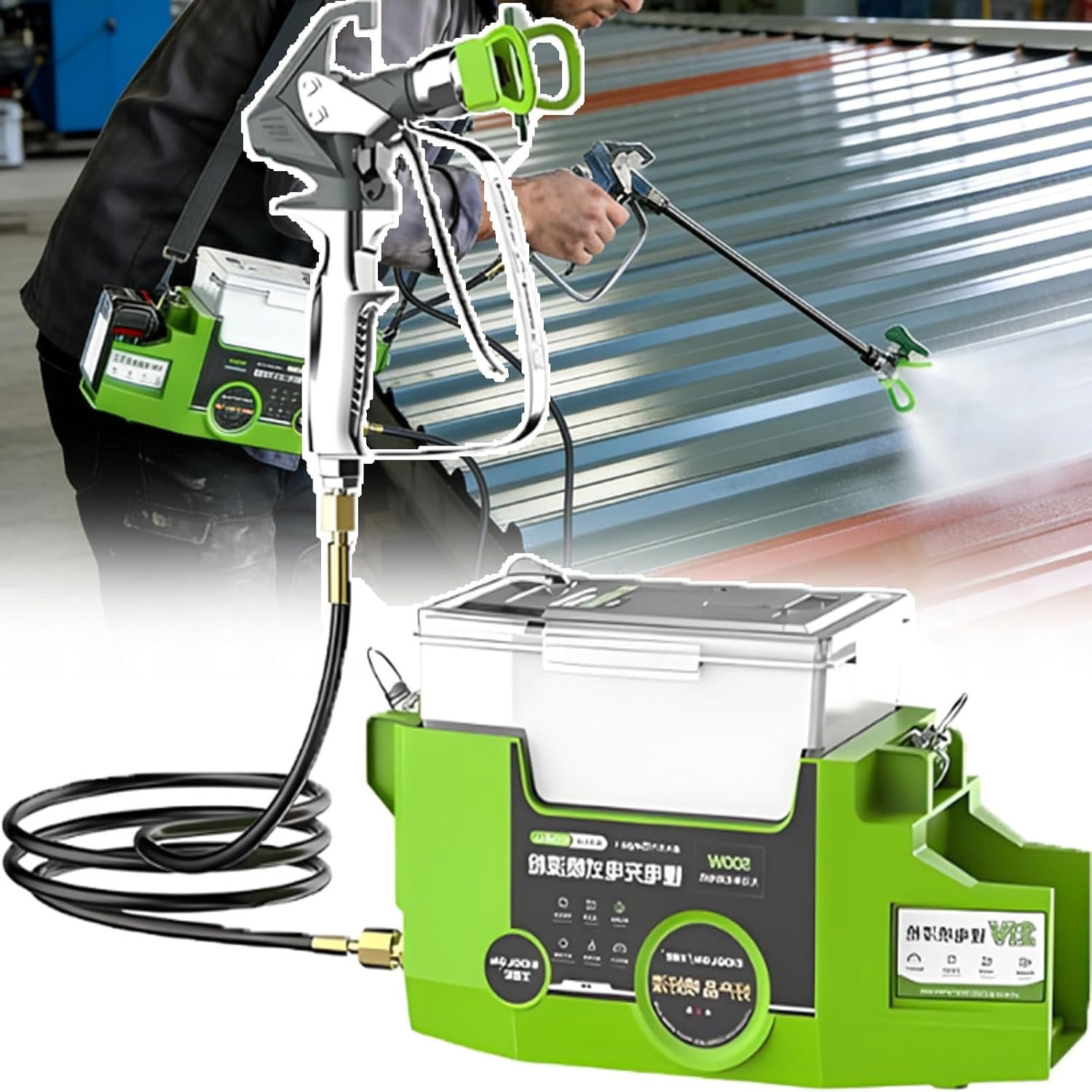 Airless Paint Sprayer - 500w Wall Paint Spraying-Gun,1.7L Hopper And 1 ...