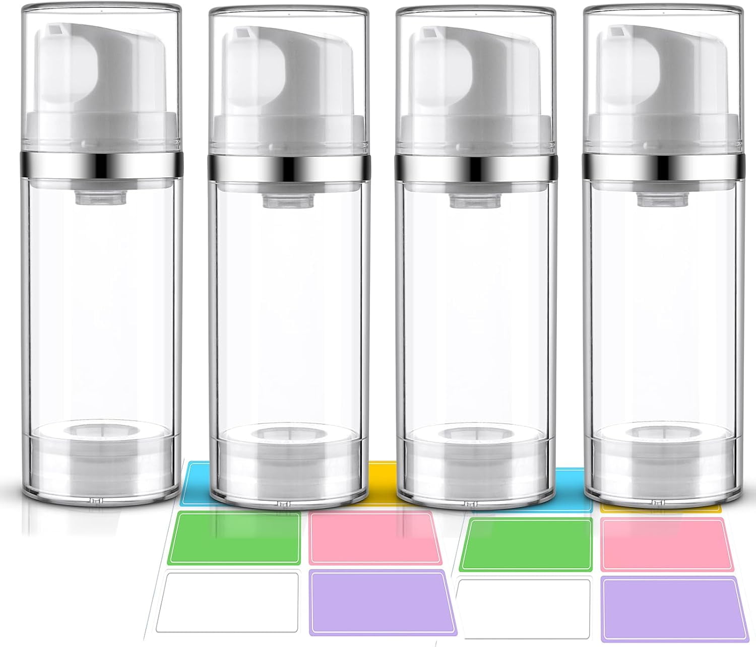 Airless Pump Jars 3.4oz/100ml 4 Pack Pump Bottle Dispenser Empty ...