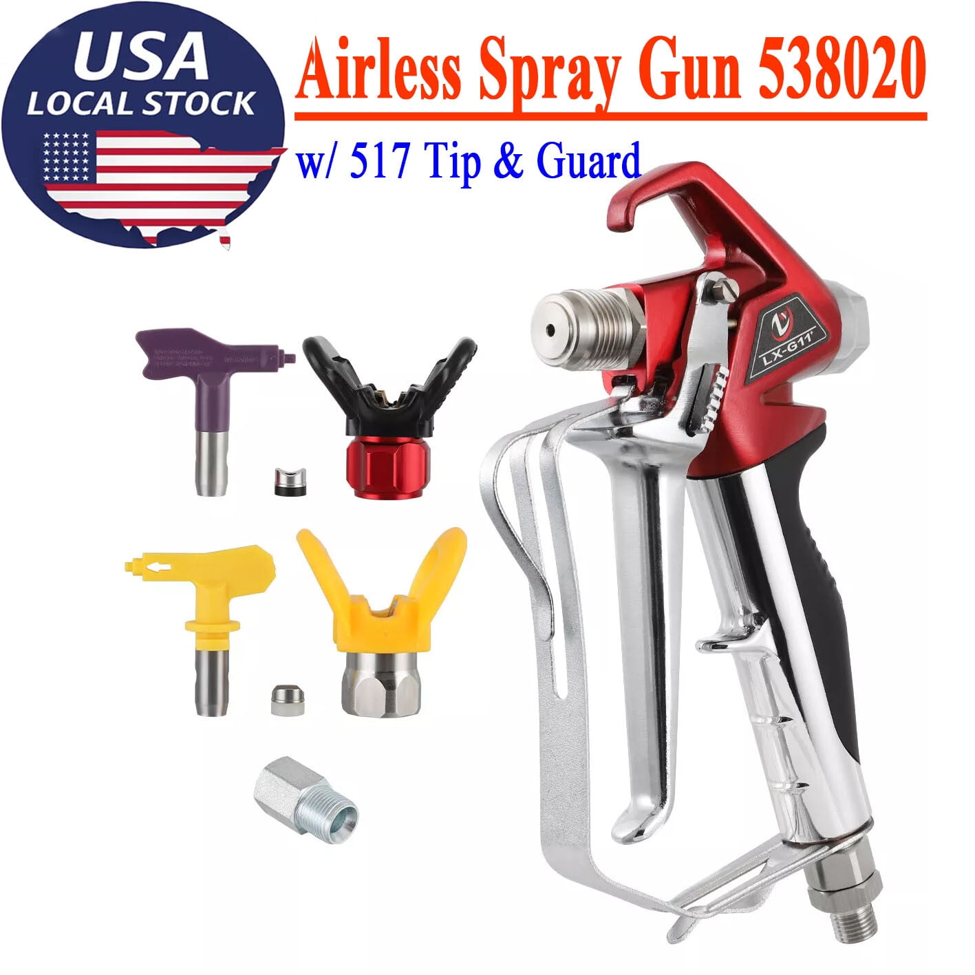 Airless Spray Gun Series 0538020 w/ 517 Tip 655 Tip & Guard for Titan ...
