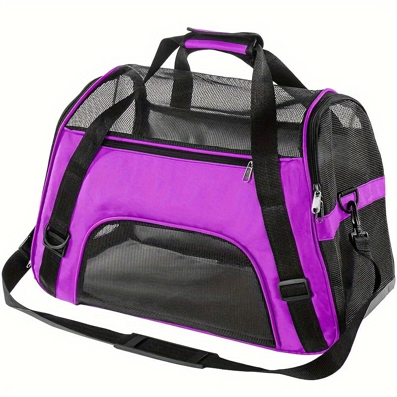 Airline-Approved Foldable Pet Carrier (Purple/Black/Blue) - Heavy-Duty ...