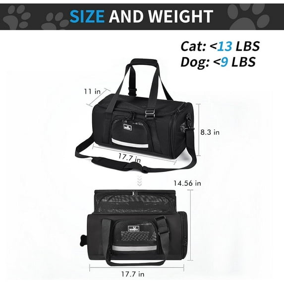 Airline Approved Pet Carrier, Collapsible Cat Carrier, Expandable Dog ...