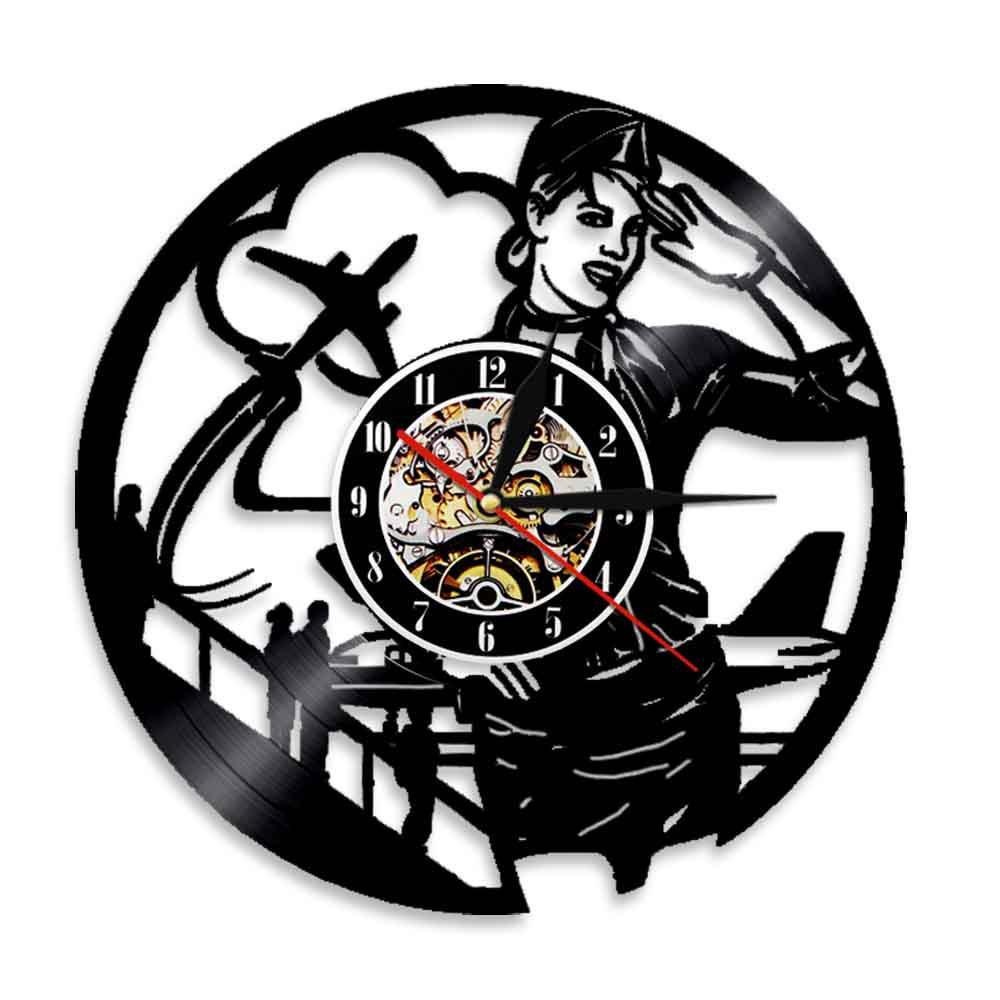 Airlines Stewardess Professional Wall Clock Vintage Airline Pilot Sign ...
