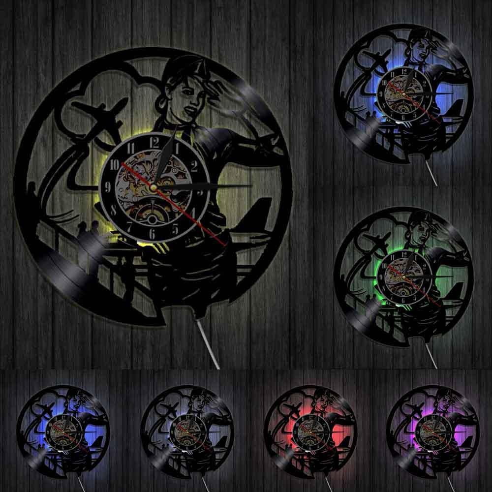 Airlines Stewardess Professional Wall Clock Vintage Airline Pilot Sign ...