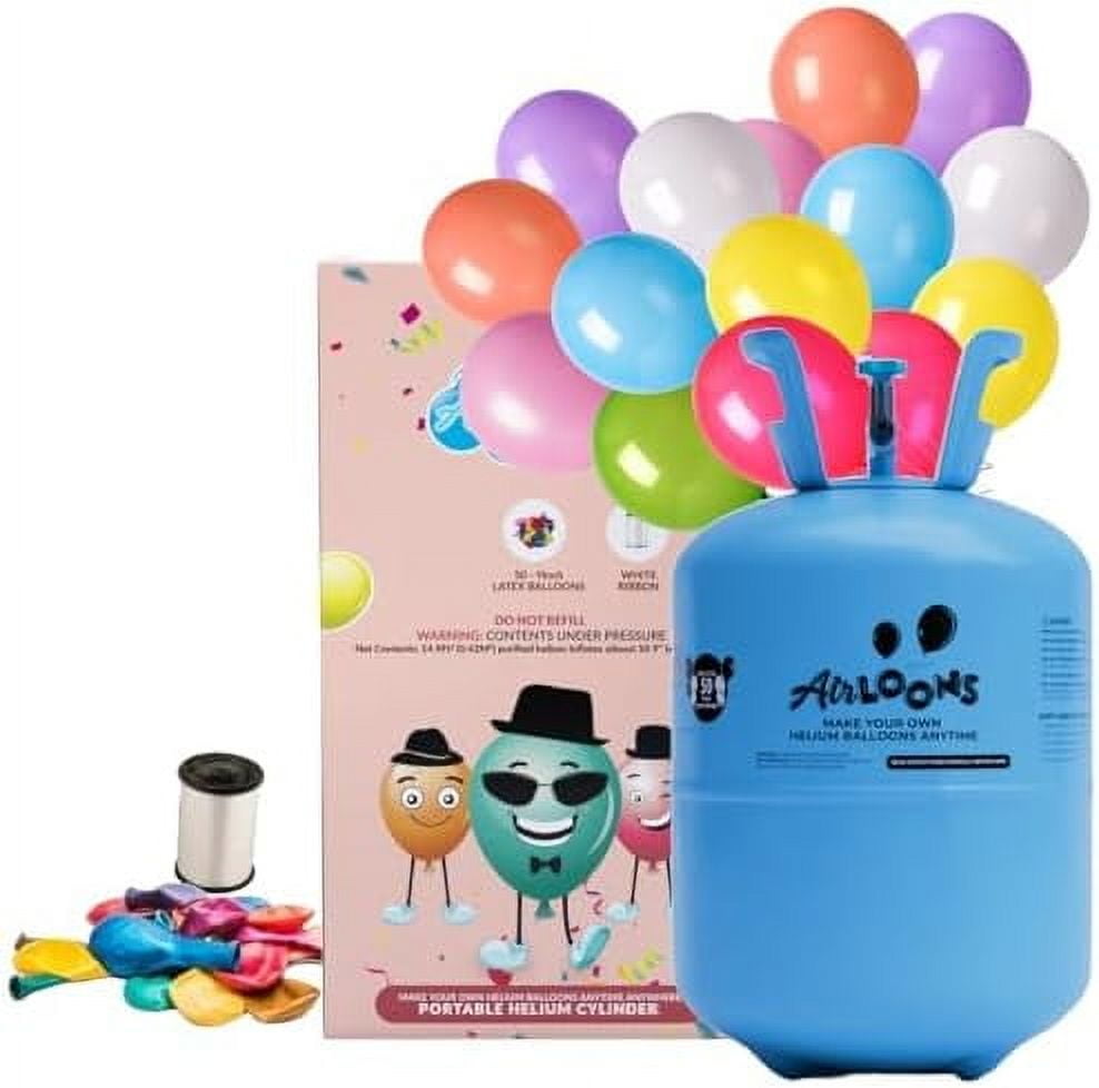 Airloons Helium Balloon Kit with 14.9 Cu Ft Tank – Includes 50 ...
