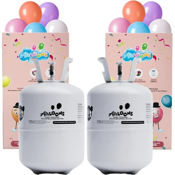 Airloons 2-Pack Portable Helium Tank with Pump & 60 - 9 Inch ...