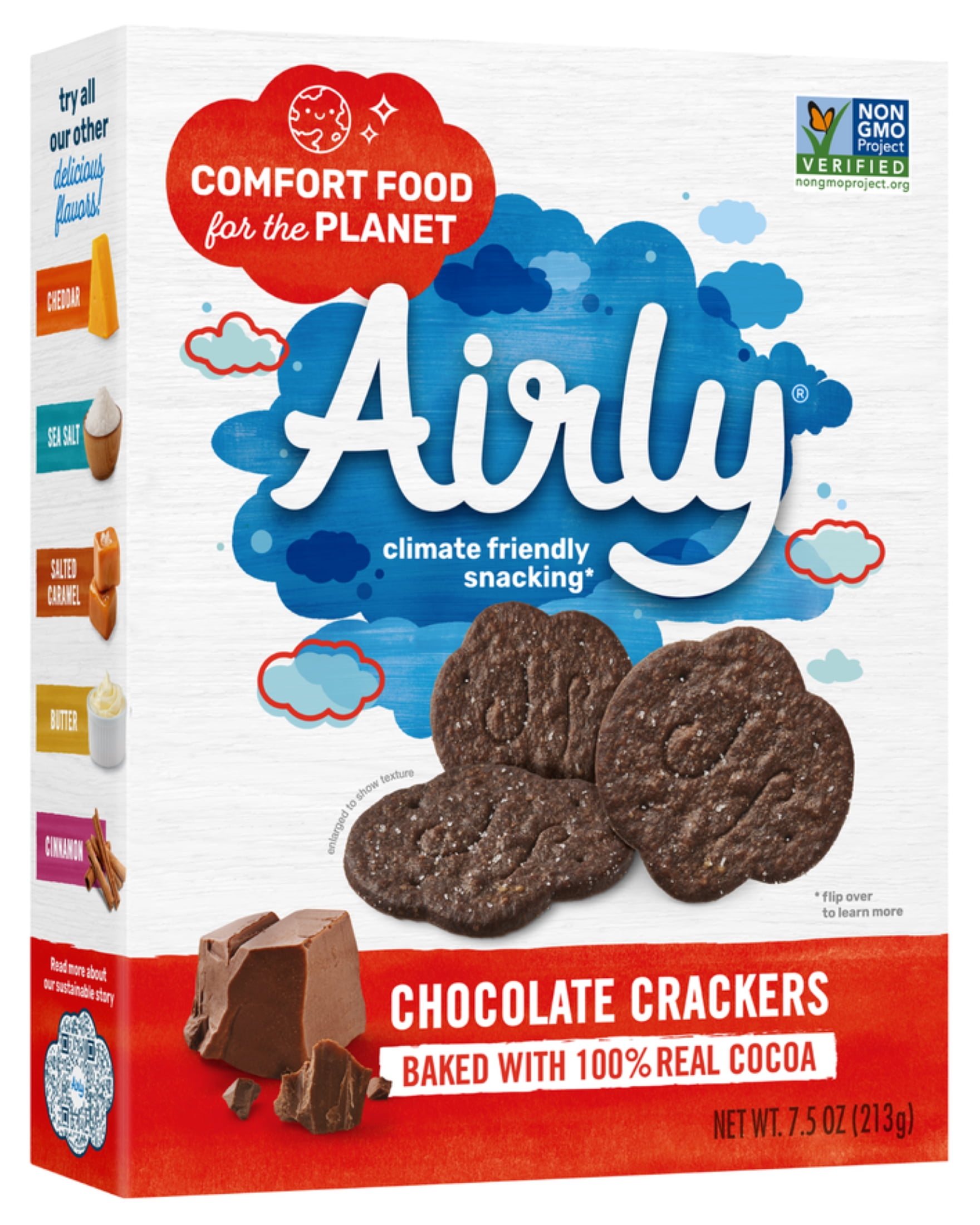 Airly Chocolate Oat Cloud Crackers, Non-GMO, Climate Friendly Snacking ...
