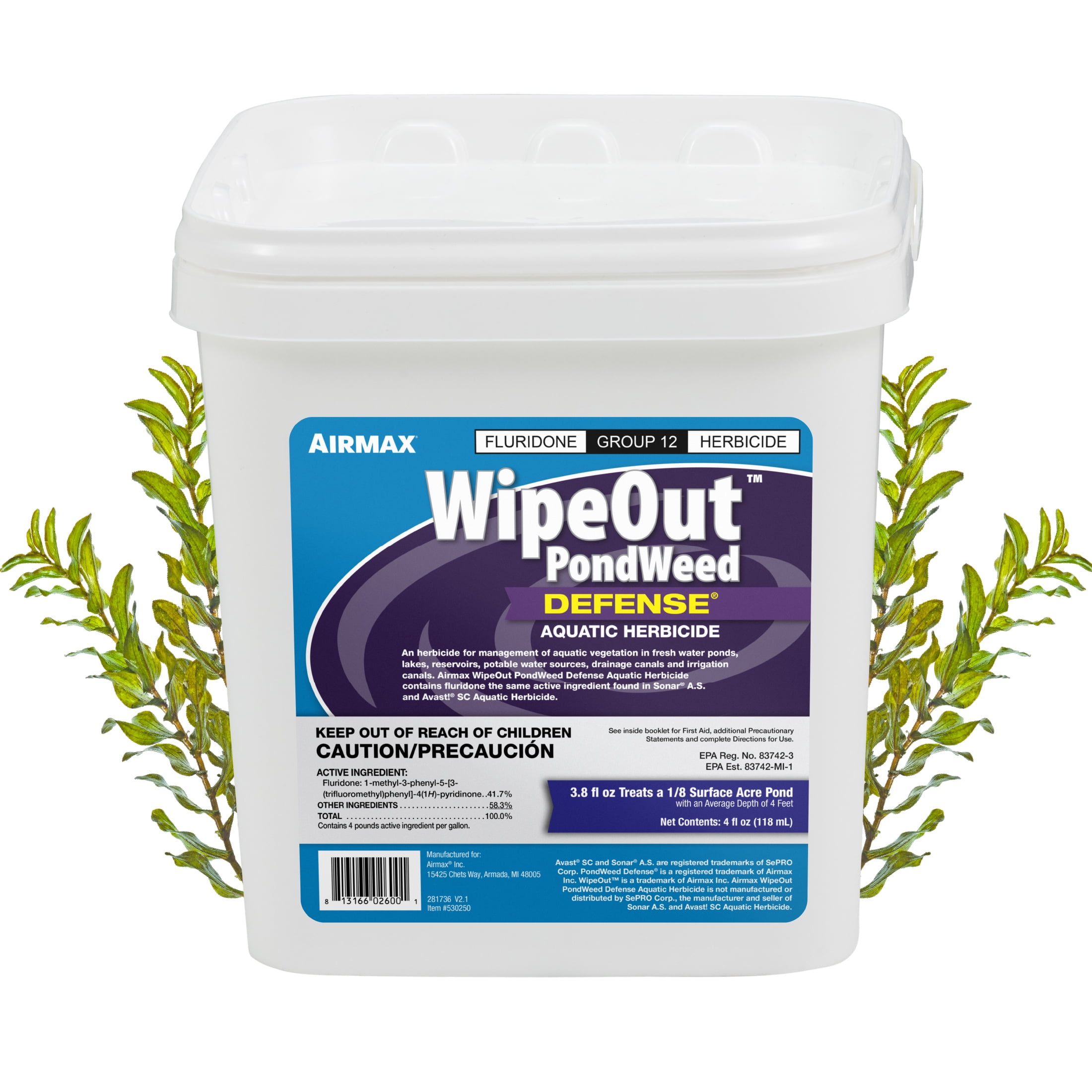 Airmax Ecosystems WipeOut Liquid PondWeed Defense, 4 oz for Freshwater ...