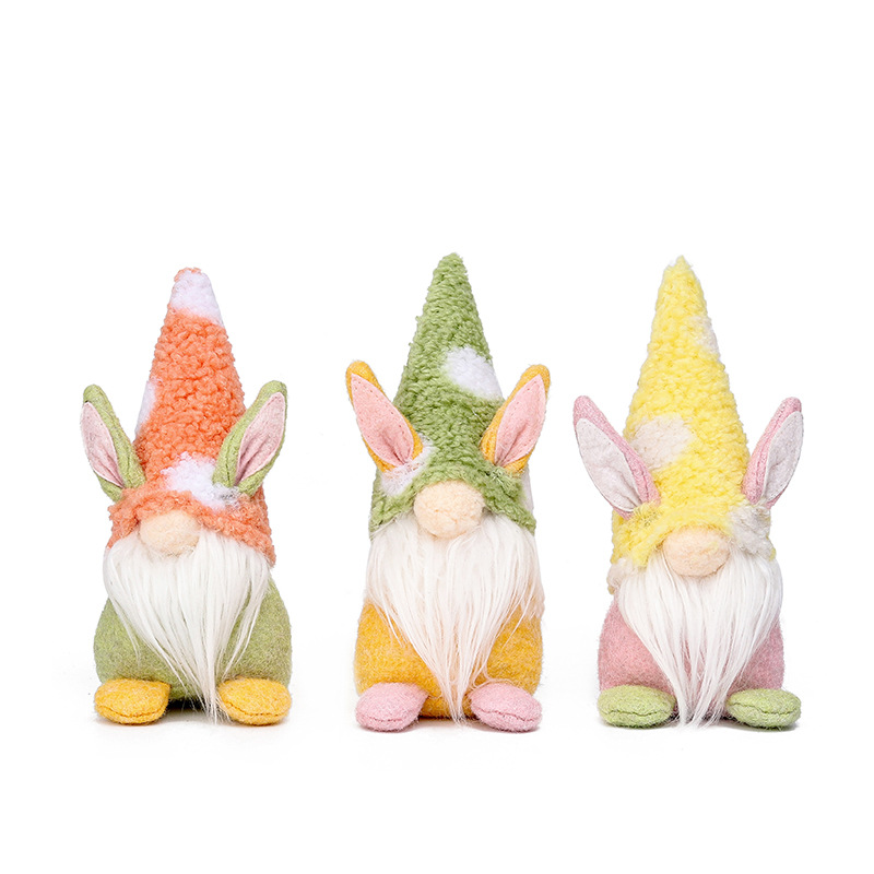 Airmbcraft Easter Gnome Set – 3 Pack Bunny Ear Gnomes in Orange, Green ...