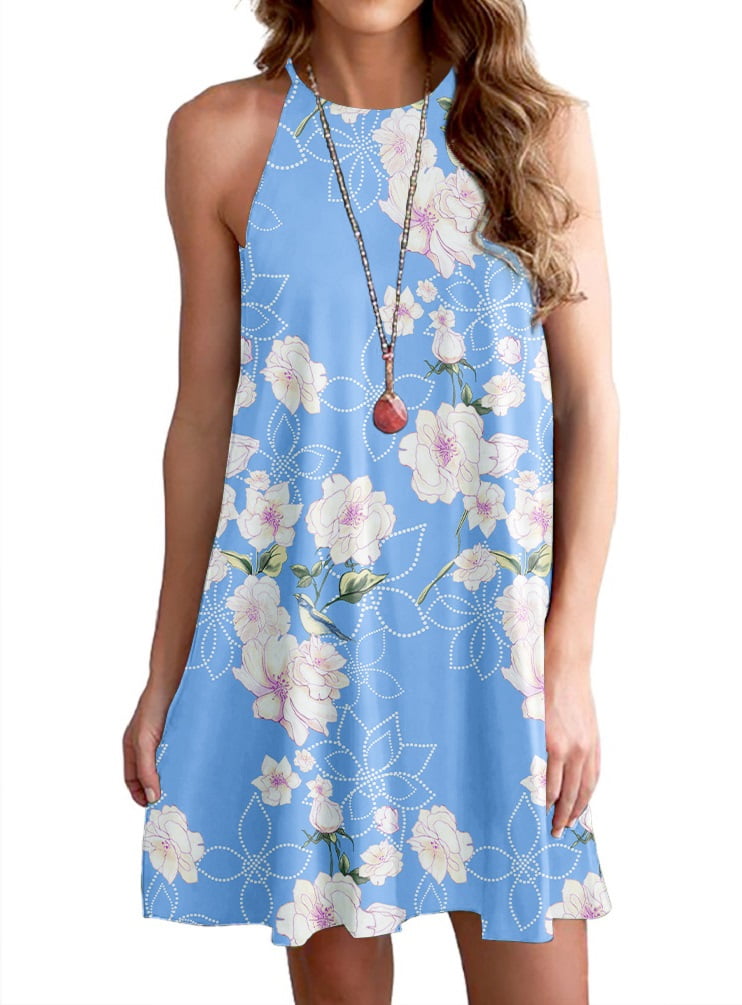 Airmenty Summer Dresses for Women Beach Floral Tshirt Sundress ...
