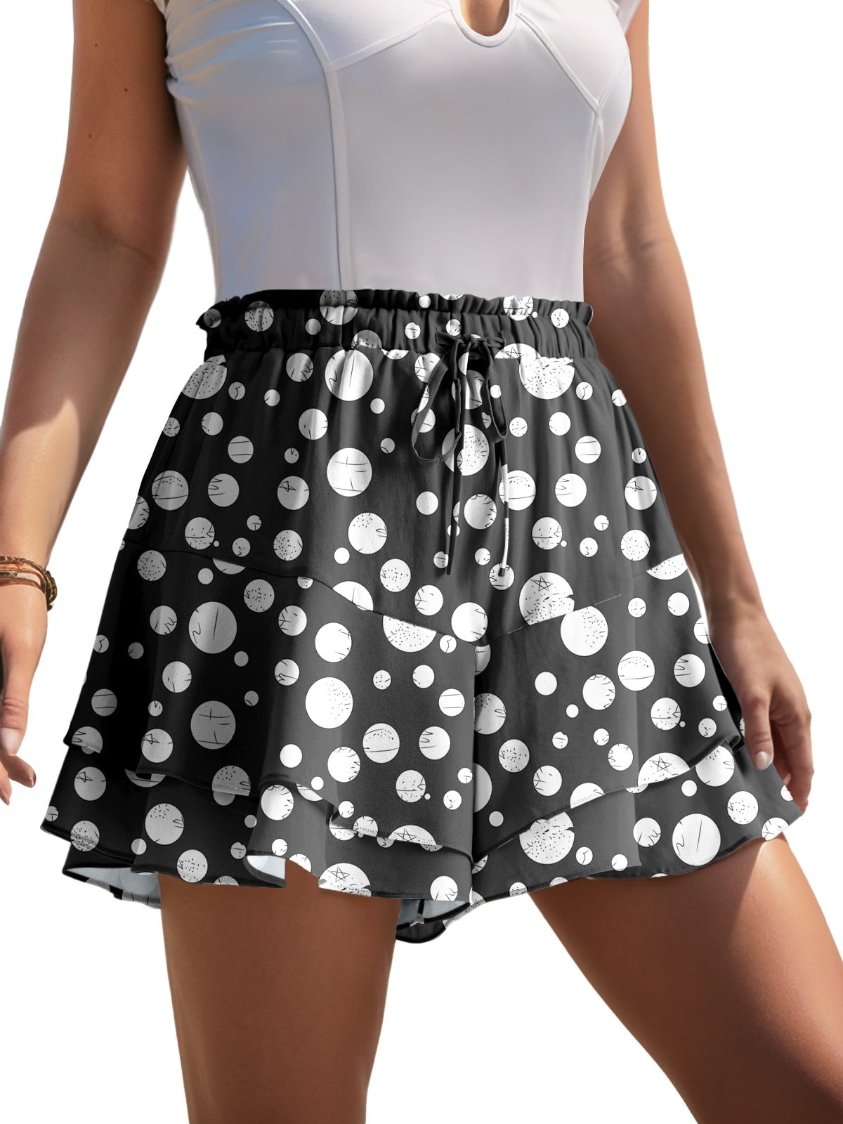 Airmenty Women's Flowy Shorts Boho Ruffle Shorts Skirts Summer Tennis ...