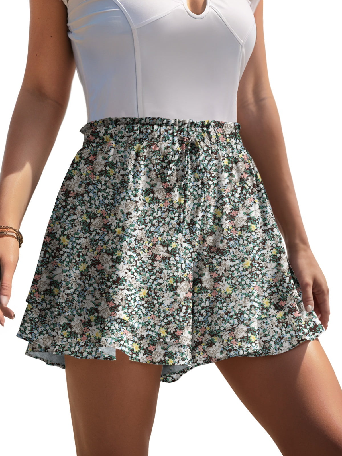 Airmenty Women's Flowy Shorts Boho Ruffle Shorts Skirts Summer Tennis ...