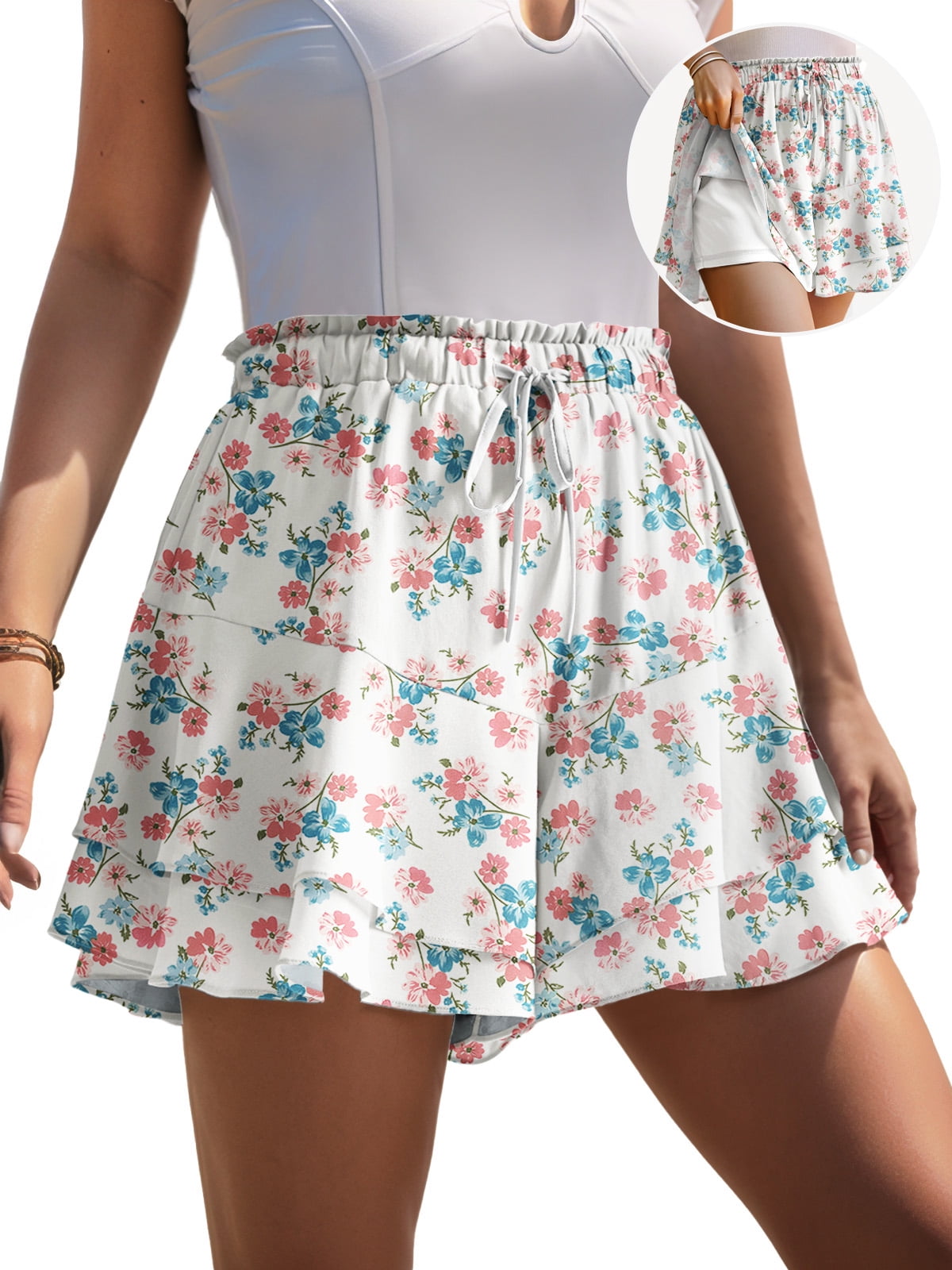 Airmenty Women's Flowy Shorts Boho Ruffle Shorts Skirts Summer Tennis ...