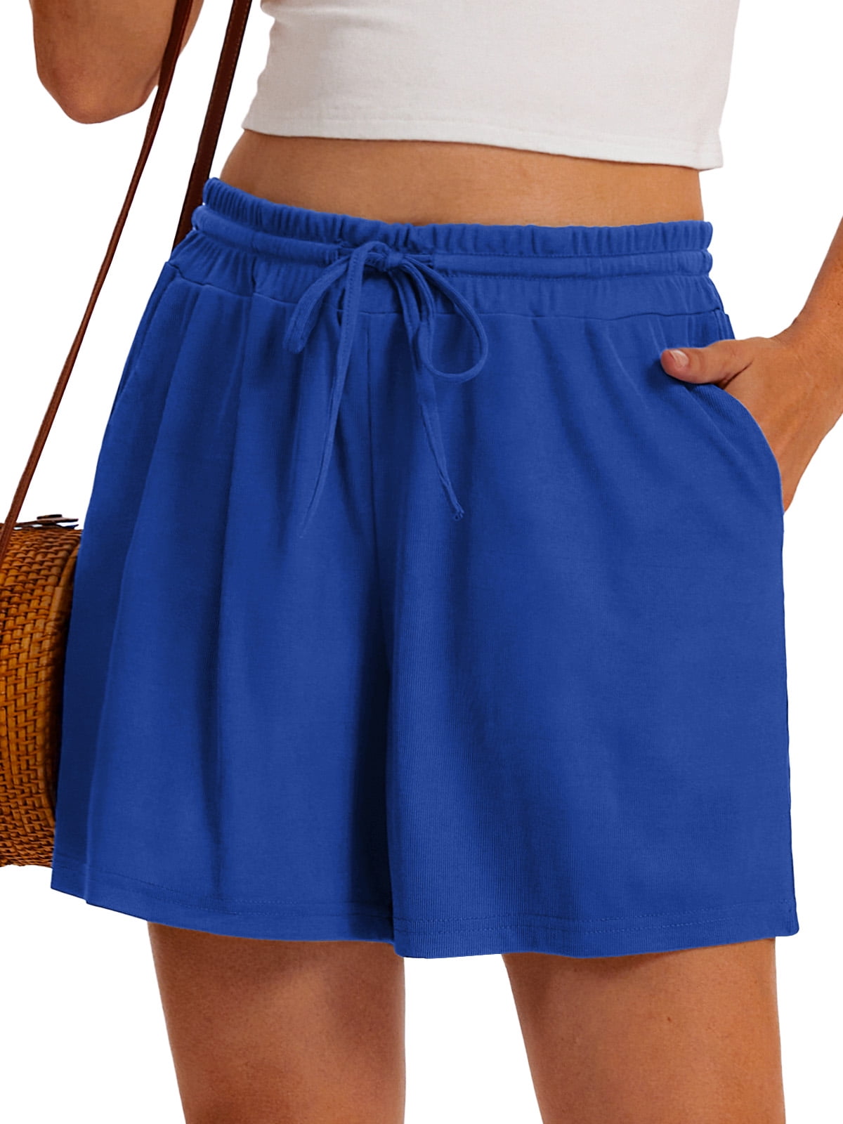 Airmenty Womens Shorts Casual Drawstring Shorts Elastic Waist Shorts ...