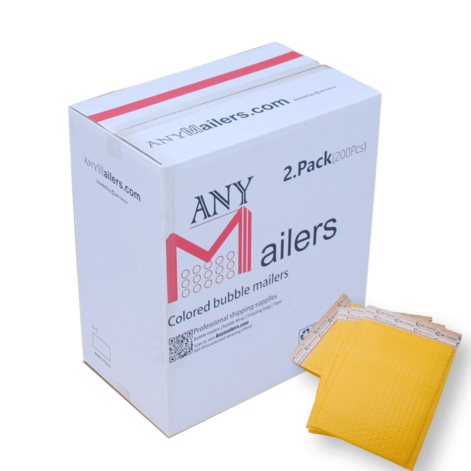 AirnDefense 400 #2 8.5X12" Yellow Poly Bubble Mailers Shipping Padded ...