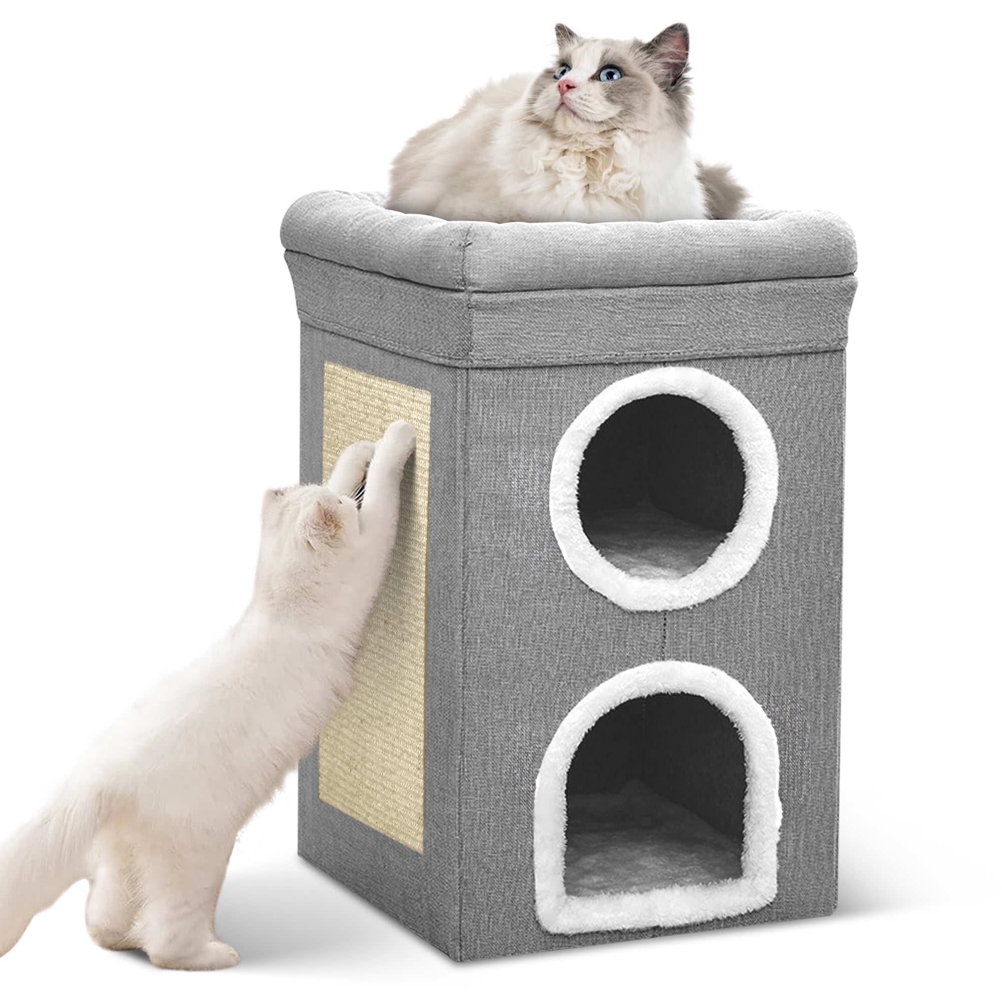 2-Tier Cat Bed Airnesolly Cat House for Indoor Kitten Top Cozy Platform ...