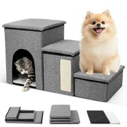 Catry 3-Step Gray Pet Ladder with Storage Room, Non-Slip, 16*20*13 ...