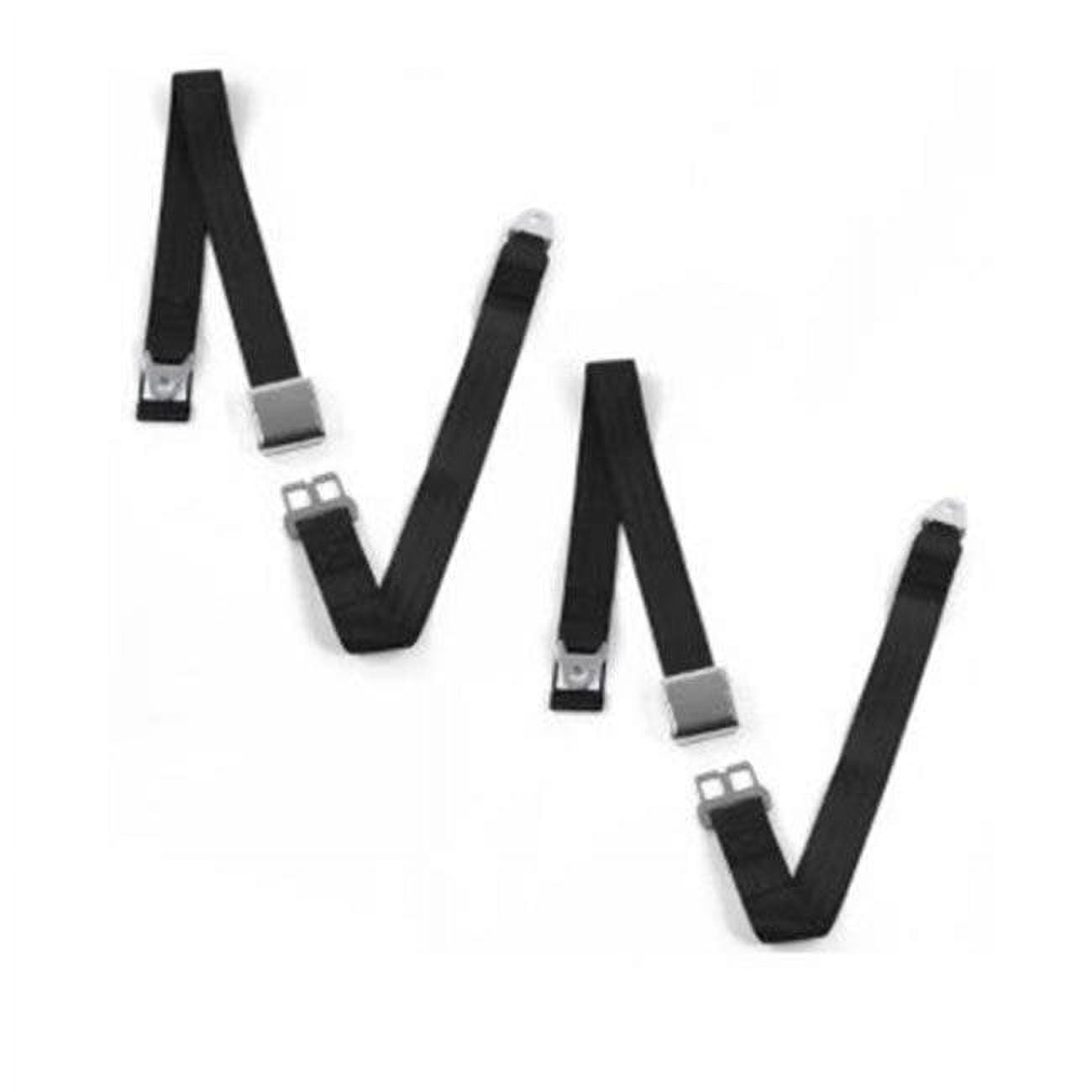 Airplane 2 Point Black Lap Bucket Seat Belt Kit with Bracketry & 2 Belts for 1953-1961 Triumph ...