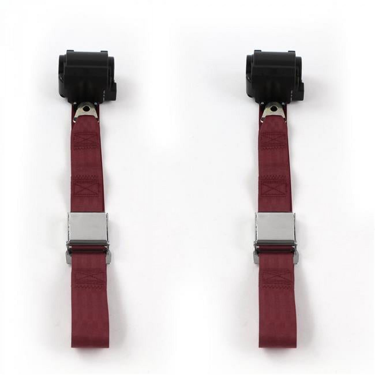 Airplane 2 Point Burgundy Retractable Bucket Seat Belt Kit with 2 Belts for 1953-1961 Triumph ...