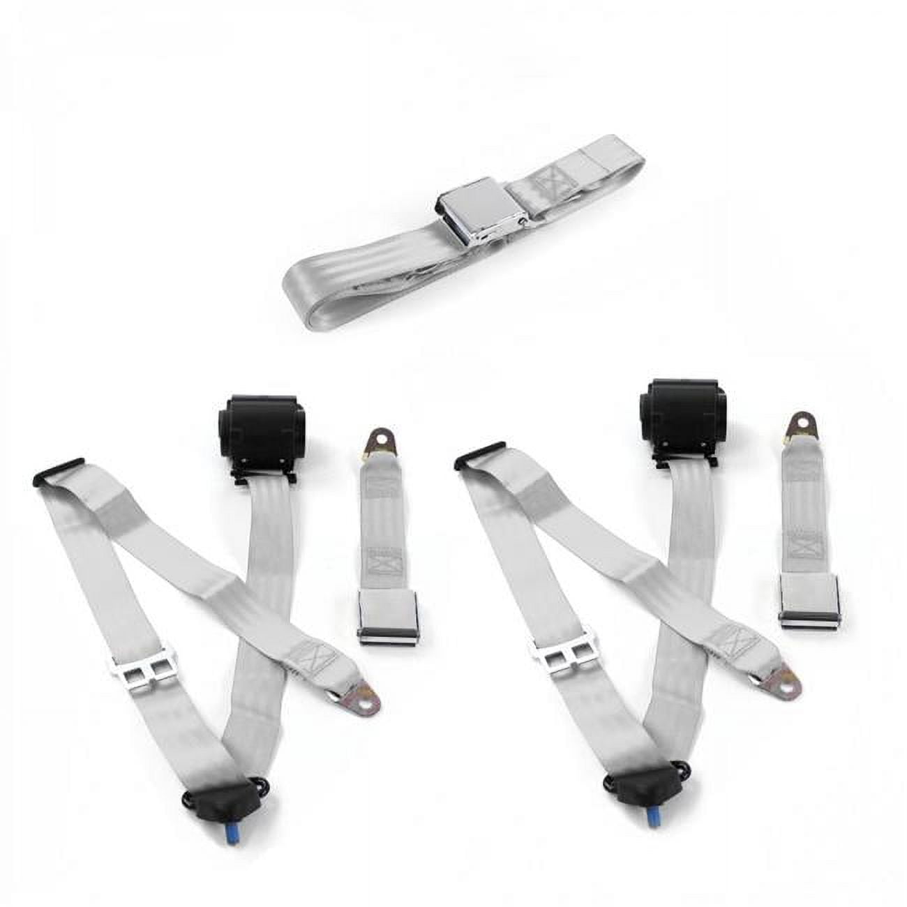 Airplane 3 Point Gray & Grey Retractable Bench Seat Belt Kit for VW ...