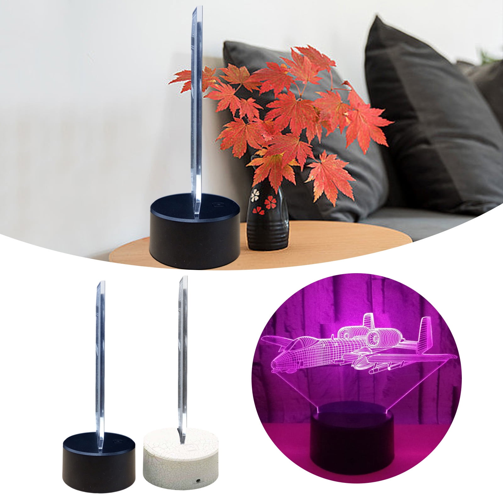 Airplane 3D Night Light For 16 Colors Change With Remote Control ...