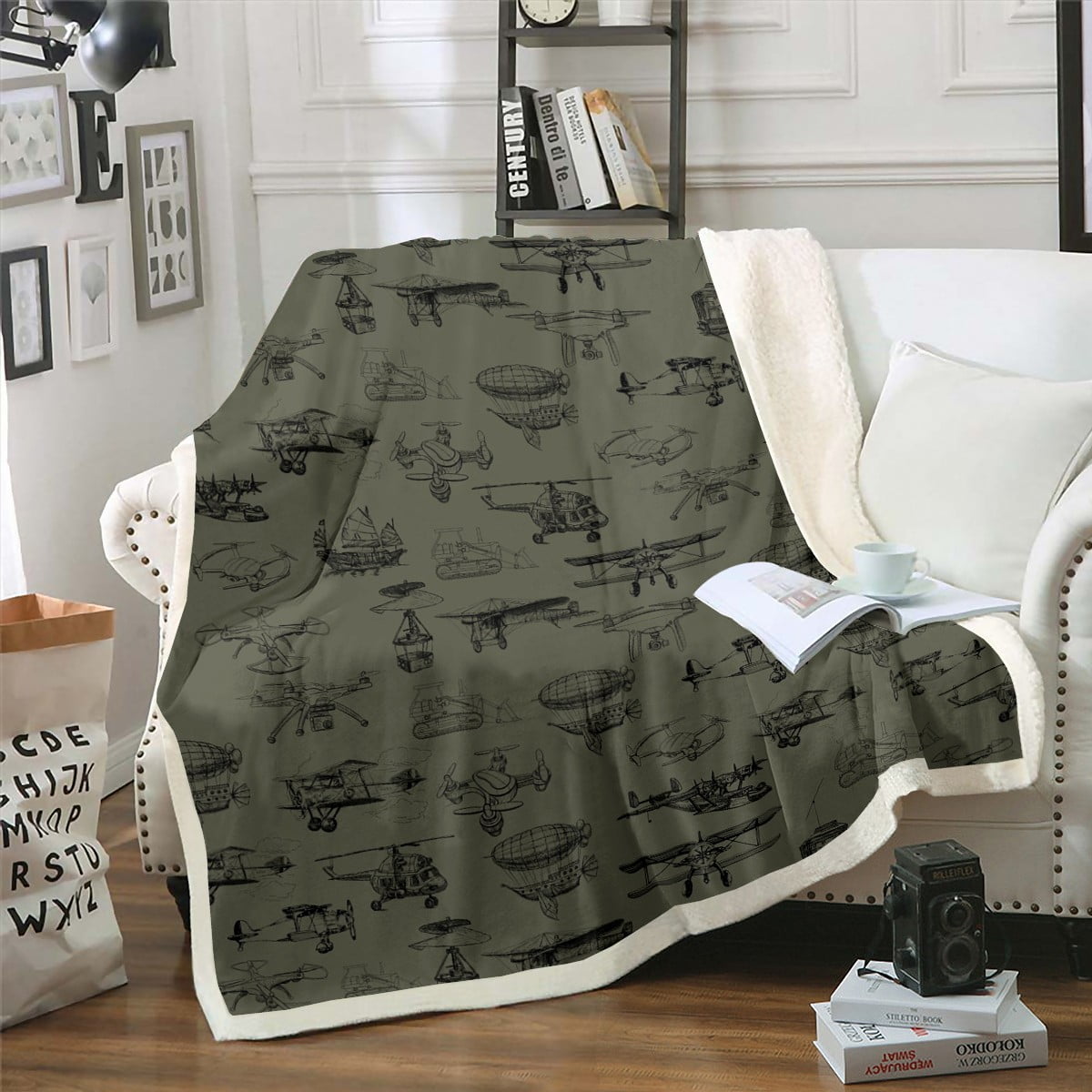 Airplane 40"x50" Throw Blanket for Boys,Construction Fleece Blanket ...