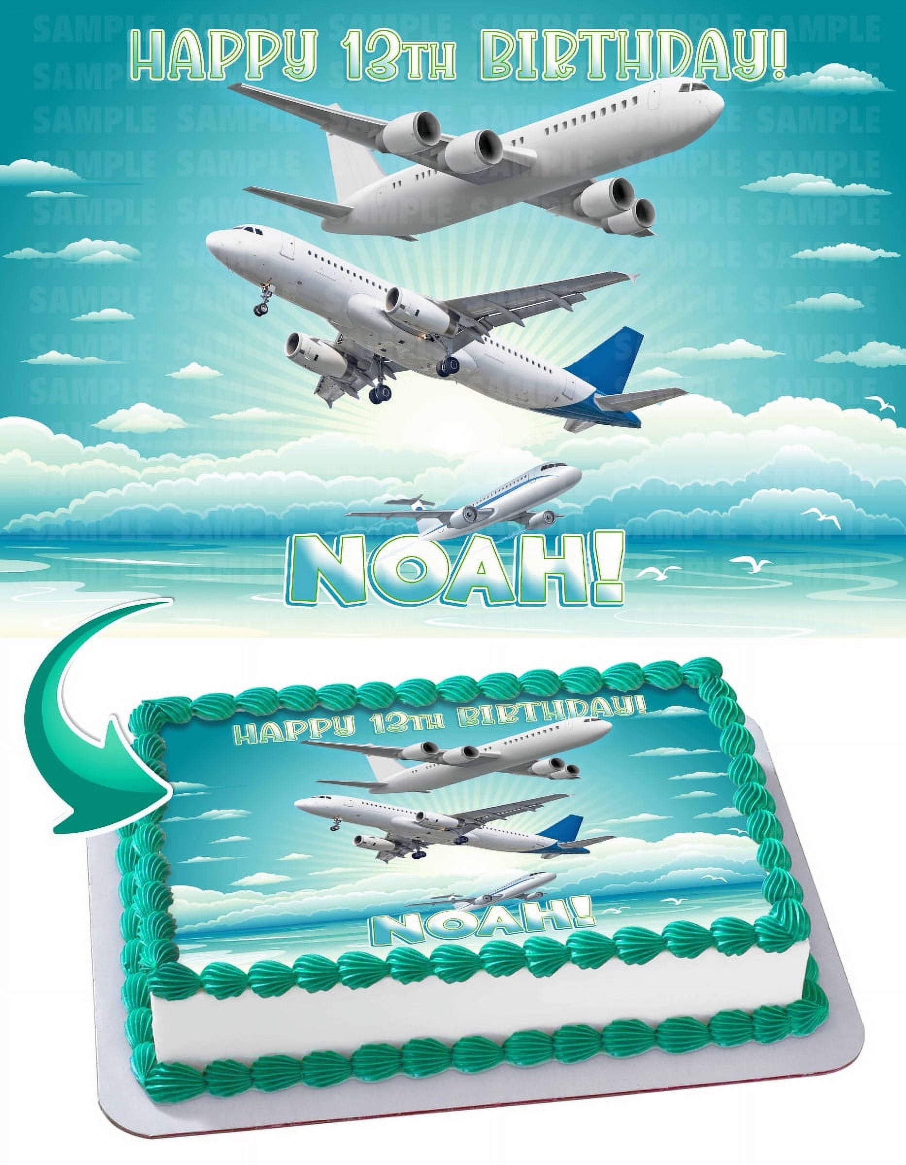 Airplane Aircraft Birthday Cake Topper, by Inkuten - Walmart.com