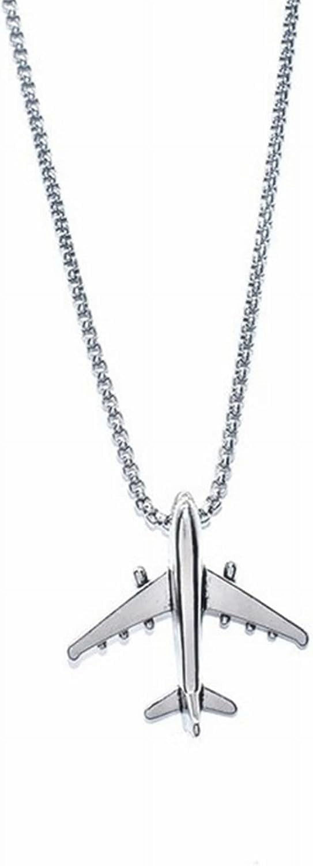 Airplane Aircraft Pendant Necklace Stainless Steel 3D Simple Charm ...