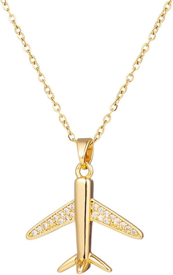 Airplane Aircraft Pendant Necklace Stainless Steel 3D Simple Charm ...