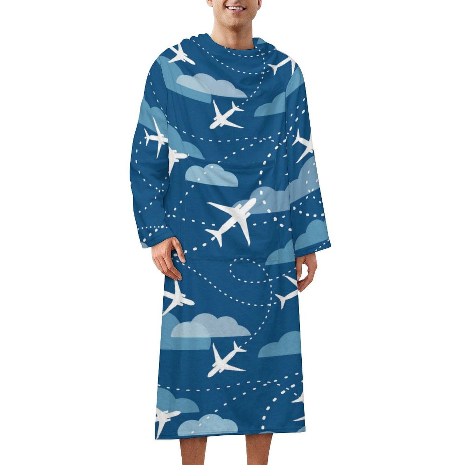 Airplane Aircraft Plane Pattern Design Wearable Hooded Blanket Covered ...