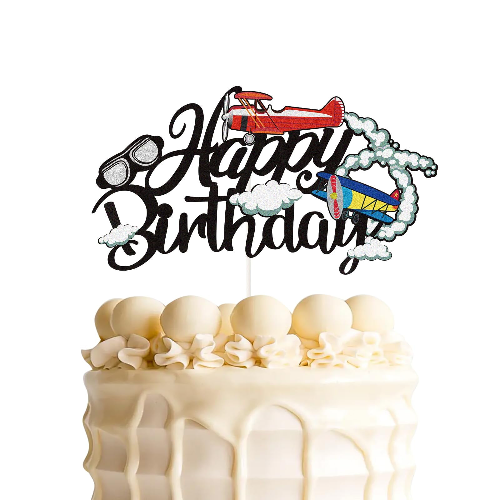Airplane Aviator Birthday Cake Topper,Vintage Airplane BSL1 Happy ...