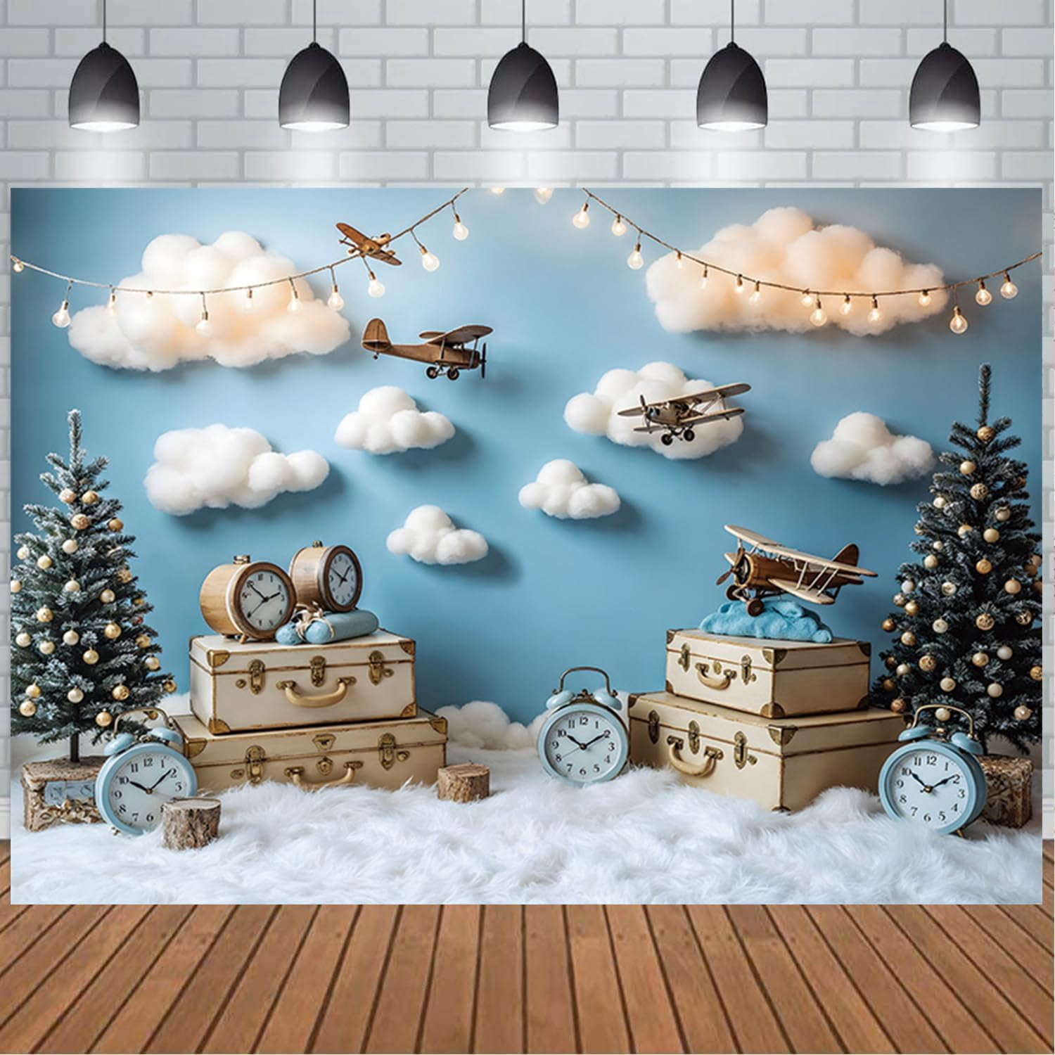 Airplane Baby Shower Backdrop Adventure Airplane Birthday Photography ...