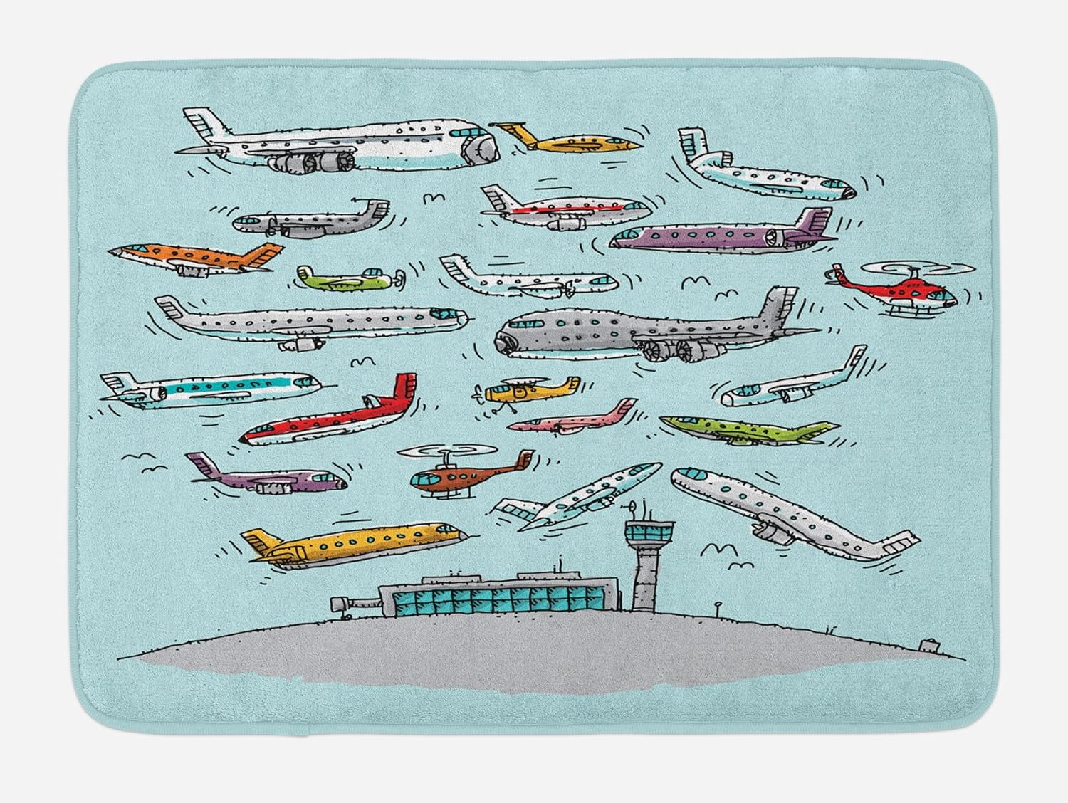 Airplane Bath Mat, Planes Fying in Air Aviation Love Airport ...