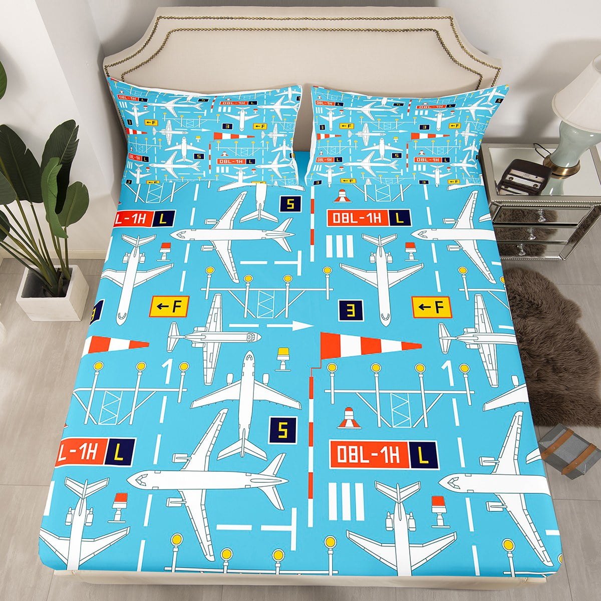 Airplane Bed Sheets Twin Size Passenger Airplanes Bedding Set Teens ...