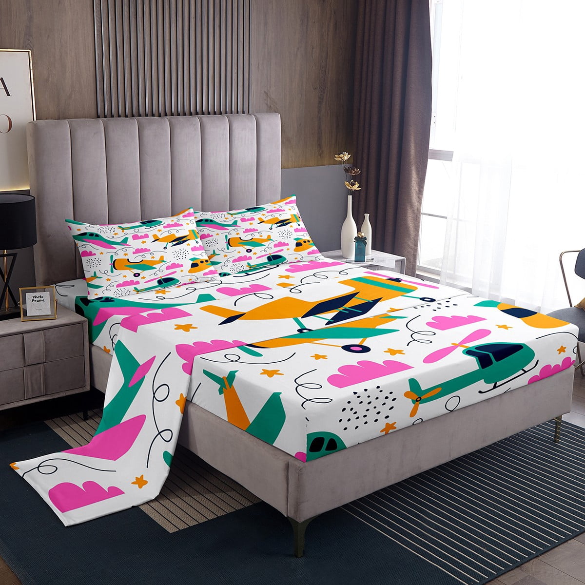 Airplane Bed Sheets Set Airliner Aircraft Full Sheet Set,Multicolor ...