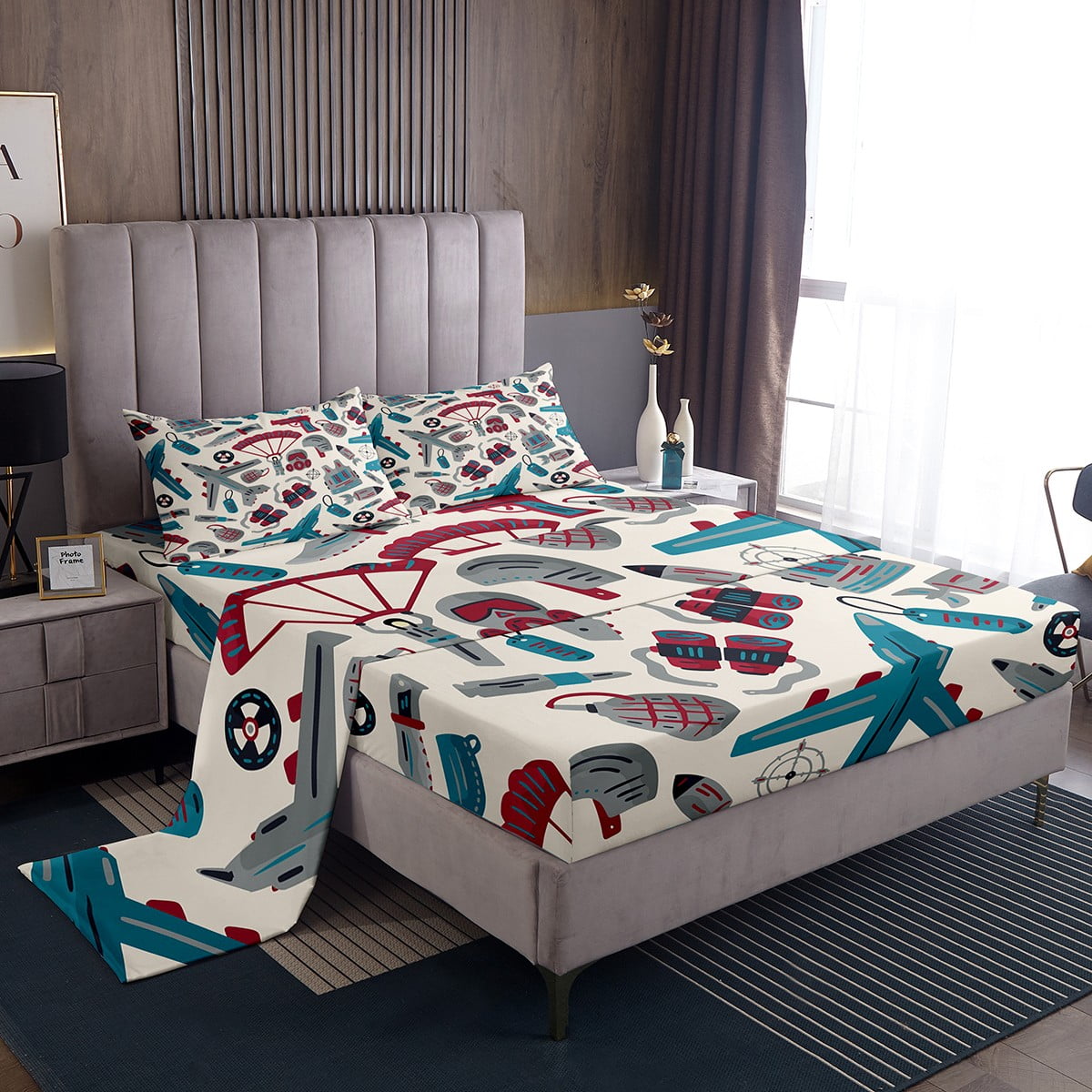 Airplane Bed Sheets Set Aviation Aircraft Military Transport King Sheet ...