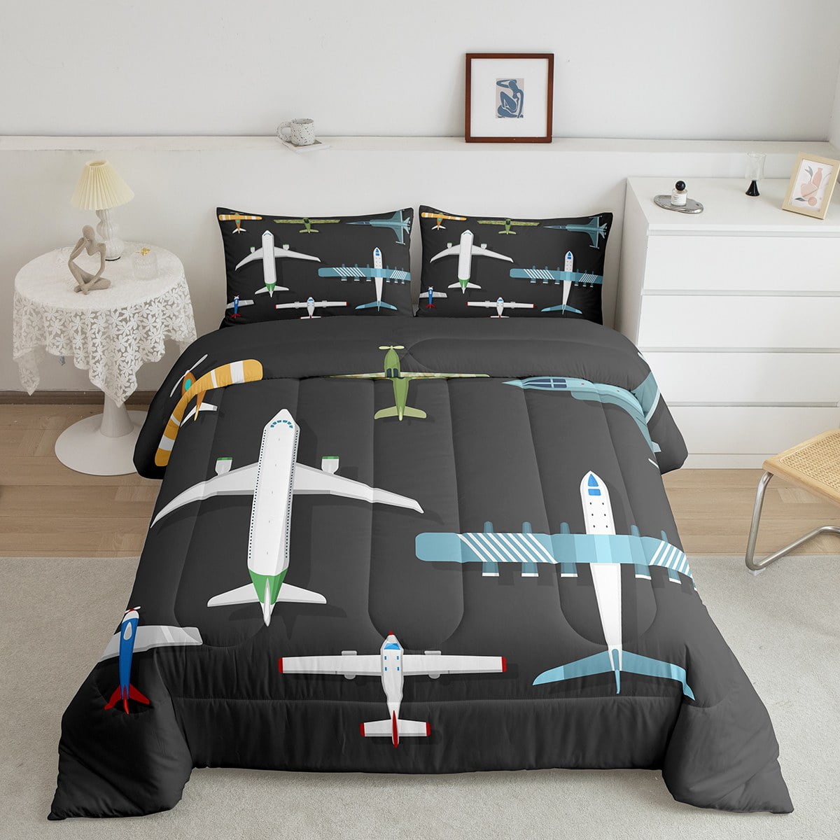 Airplane Bedding Comforter Sets Full Size,Aircraft Print Comforter Set ...