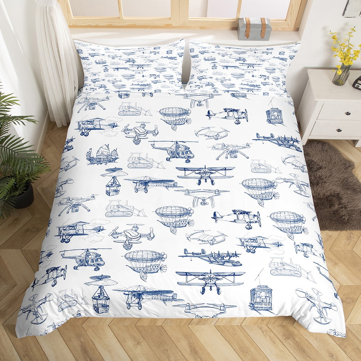 Airplane Bedding Set Construction Comforter Cover King,Cars Tank ...