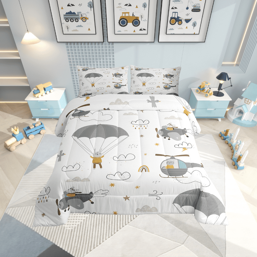Airplane Bedding Set Helicopter Plane Twin Comforter Set,Parachute ...
