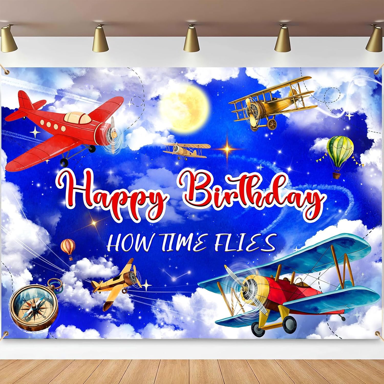 Airplane Birthday Backdrop How Time Flies Theme Photography Background ...