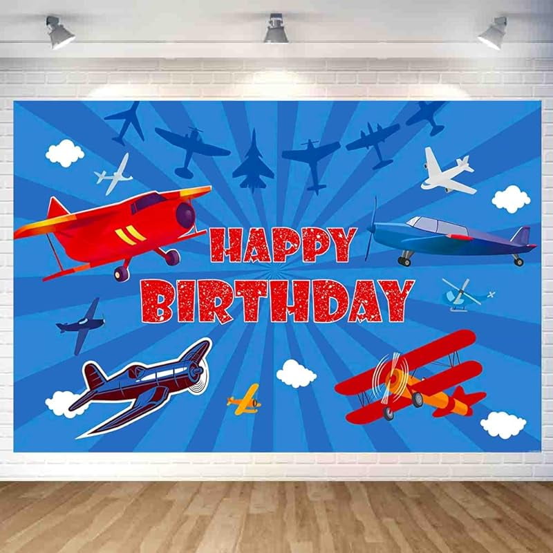 Airplane Birthday Party Decoration Happy Birthday Backdrop Photo ...