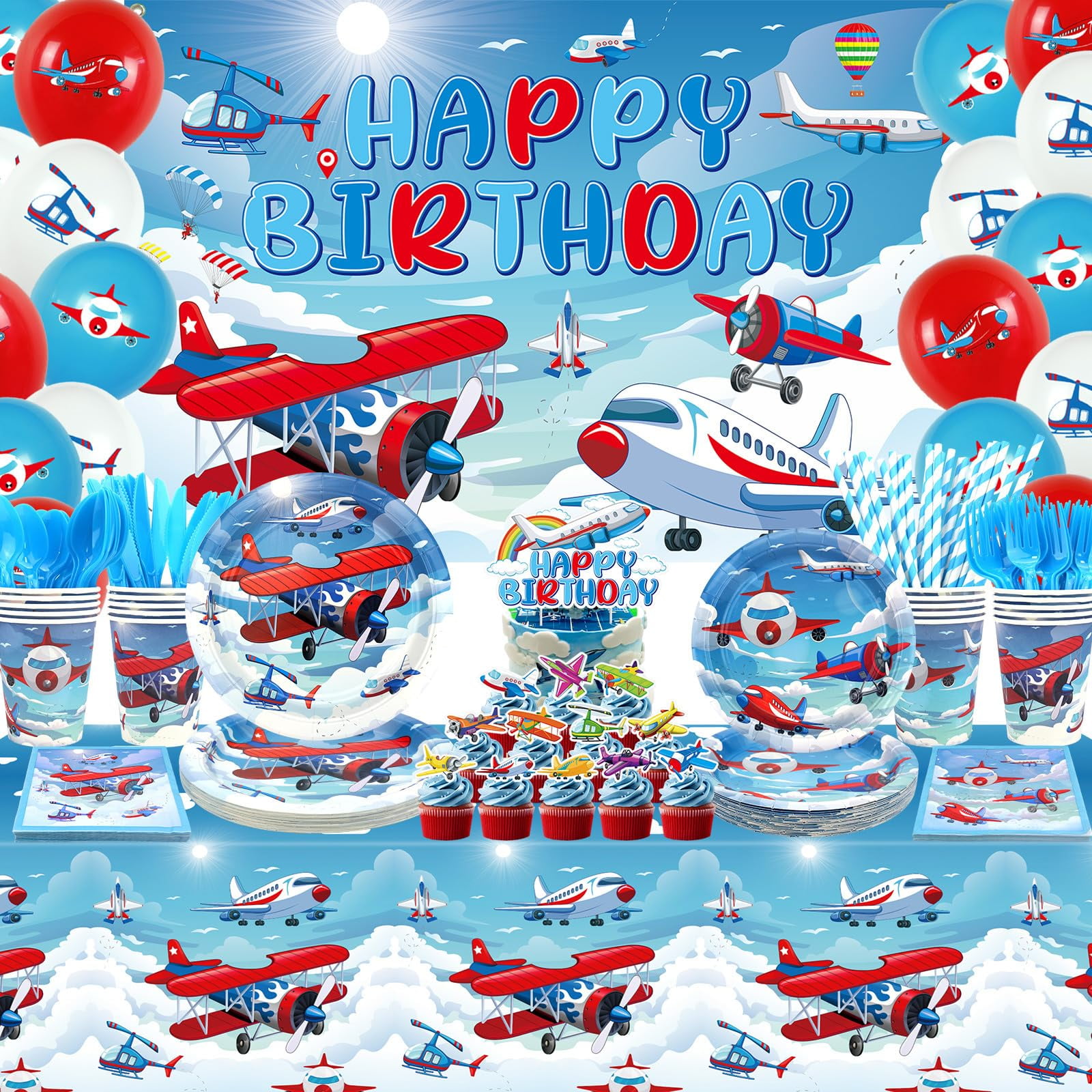 Airplane Birthday Party Decorations, Airplane Party Supplies, Plates ...