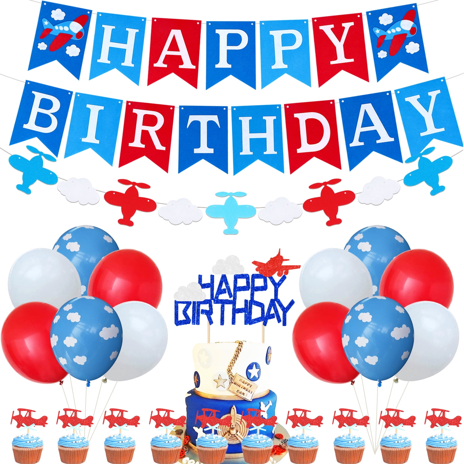 Airplane Birthday Party Decorations Supplies Kit, Airplane Birthday ...