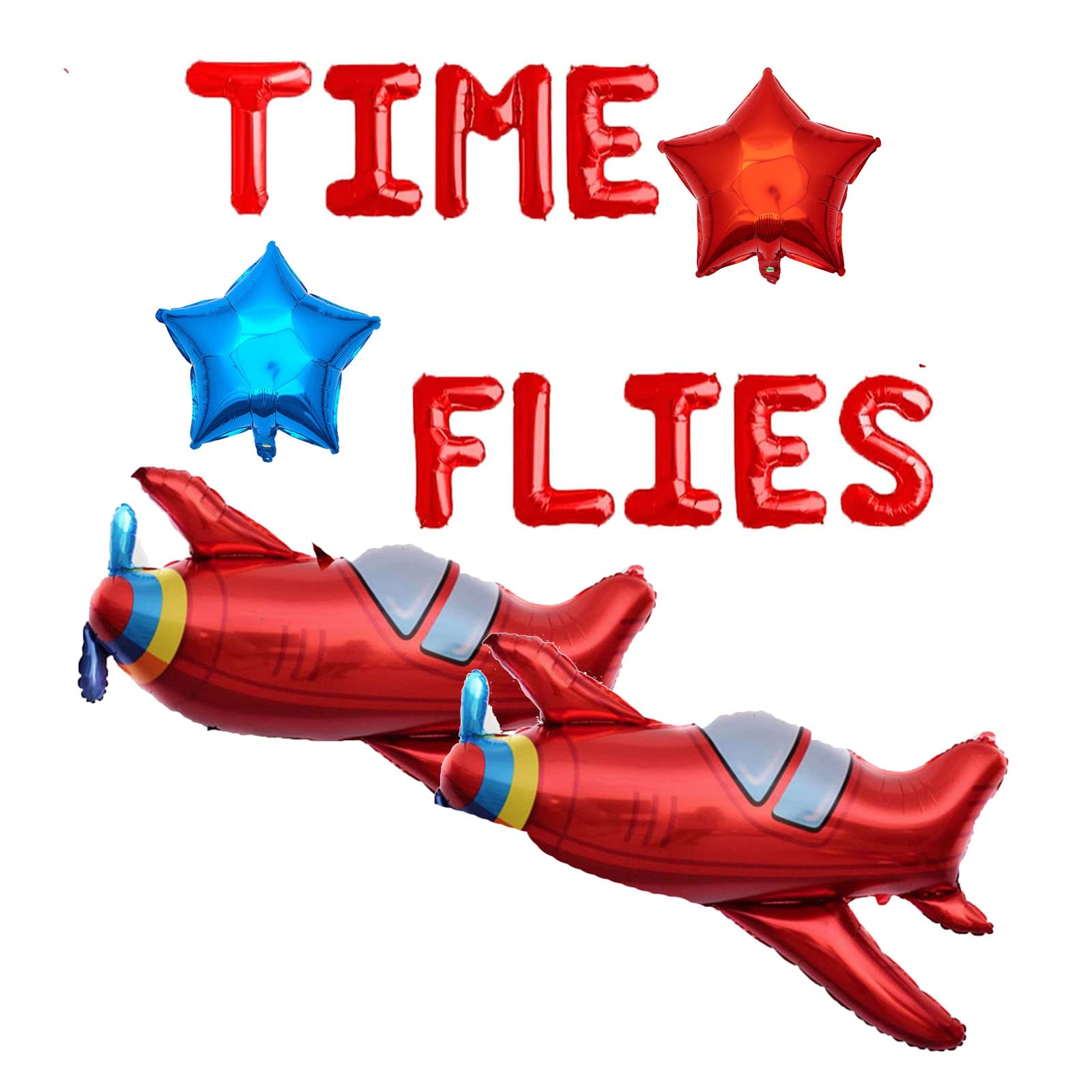 Airplane Birthday Party Decorations Time Flies Balloons Airplane Foil ...