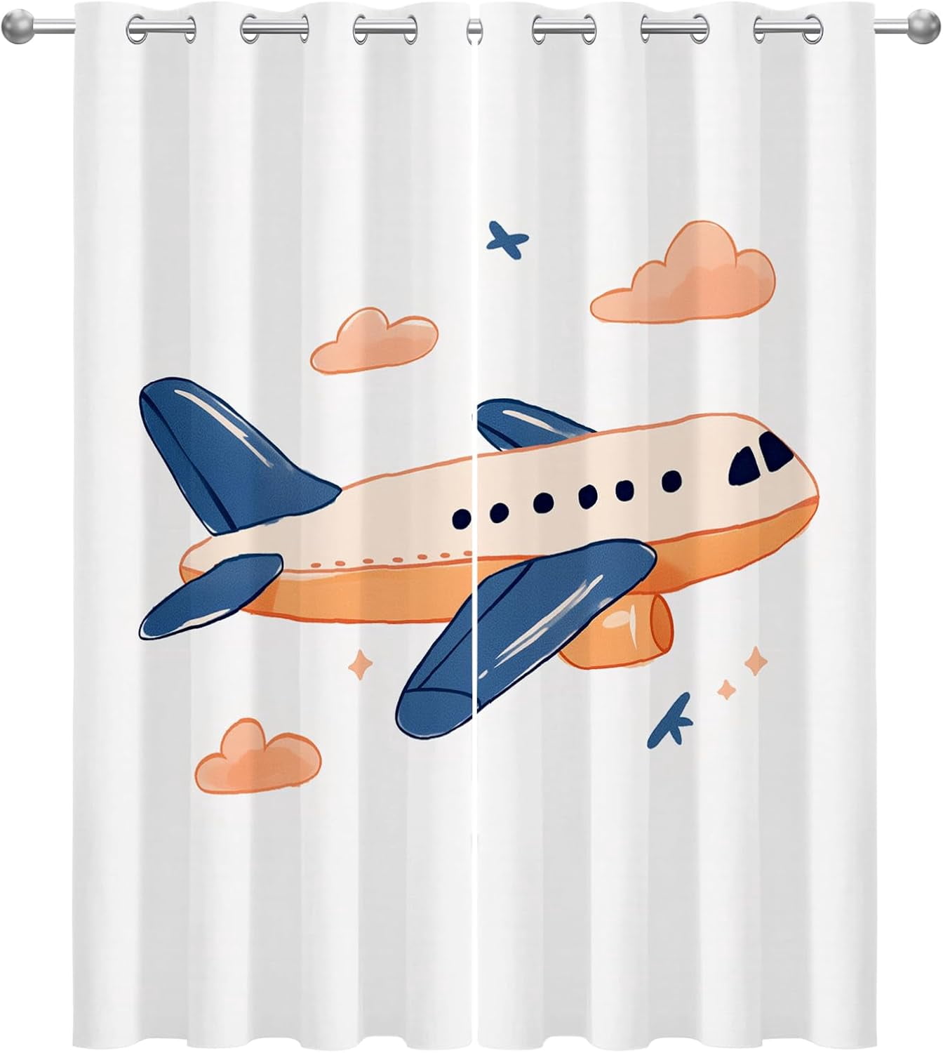 Airplane Blackout Curtains, Cartoon Aviation Plane Patterned Window ...