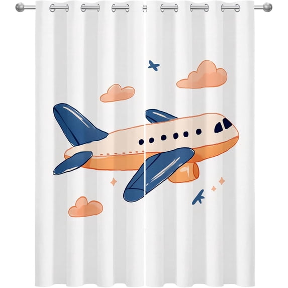 Airplane Blackout Curtains, Cartoon Aviation Plane Patterned Window ...