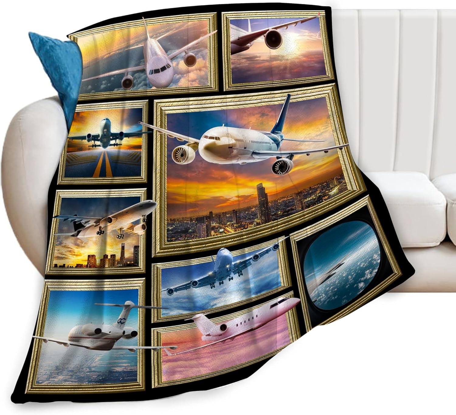 Airplane Blanket Aviation Throw Blanket Soft Fleece Flannel Bedding ...
