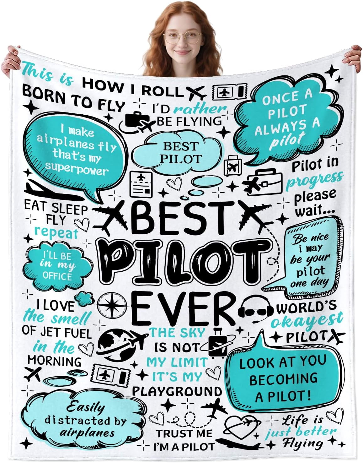 Airplane Blanket Pilot Gifts for Men Kids,Airplane Stuff Plane Throw ...