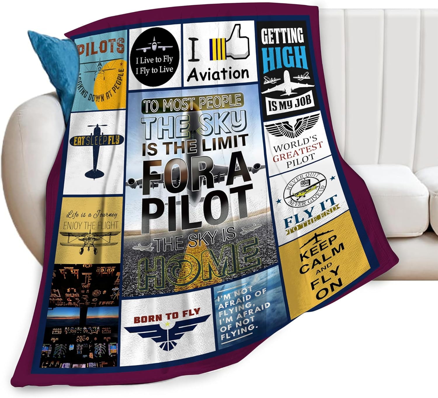 Airplane Blanket Pilot Lover Gifts for Him Men Boy Pilot Decor Blanket ...